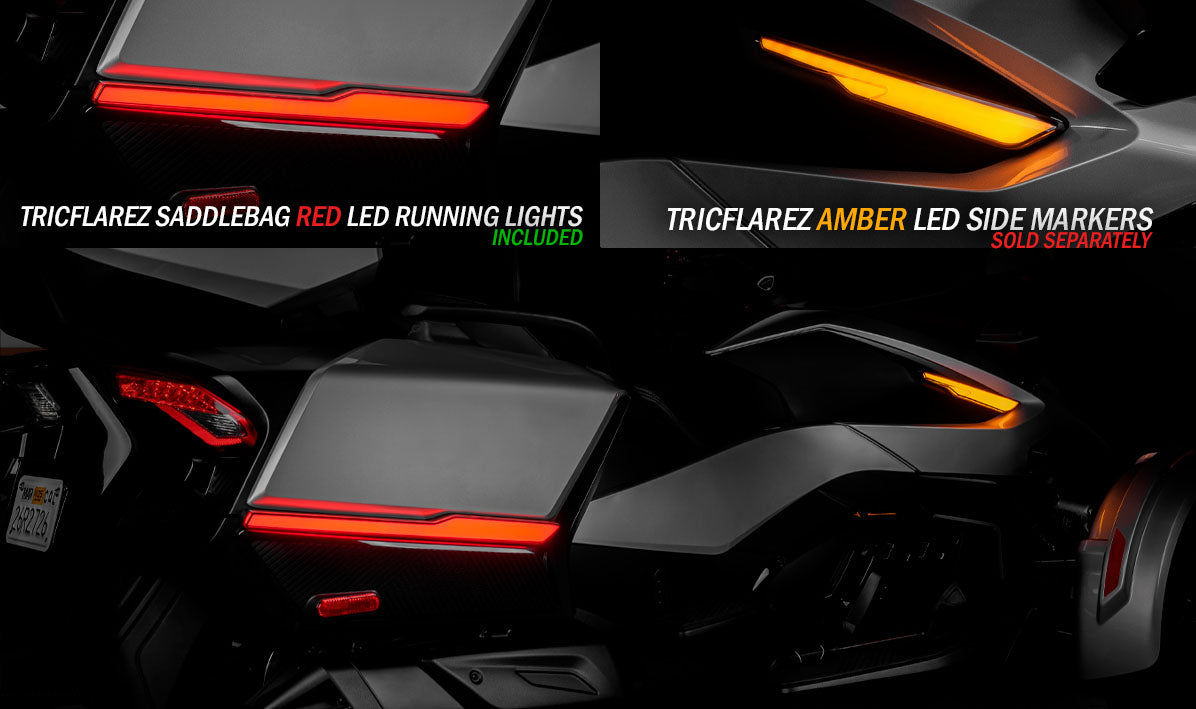 TricFlarez Red LED Saddlebag Running Lights for Spyder RT (2020+) | TricLED